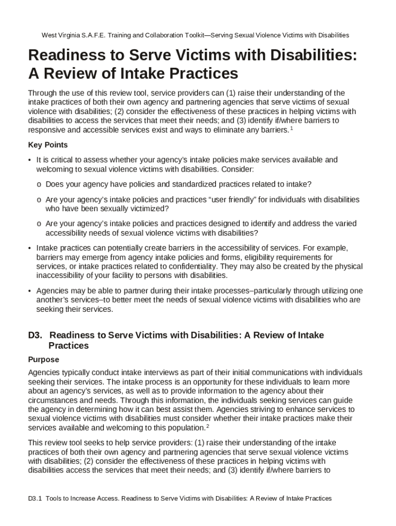 D3. Tools to Increase Access. Readiness to Serve Victims with ...