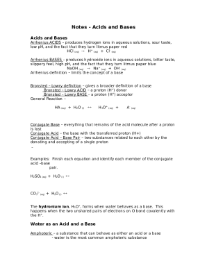 The Arrhenius of Acids & BasesLists, Concept & Properties Doc Template ...