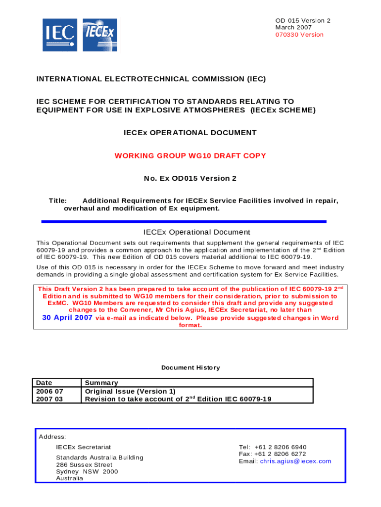 Draft Revision to IECEx Operational Document, OD 202 Doc Template ...