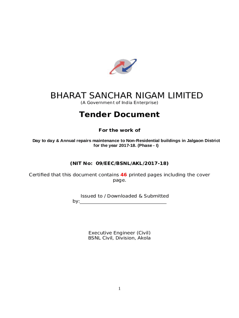 I N D E X OF TENDER DOCUMENT Sl. NO Details Page No 1 Index ... Doc Template | pdfFiller