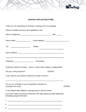 Fillable Online 18 Printable garage rental application Forms and ...