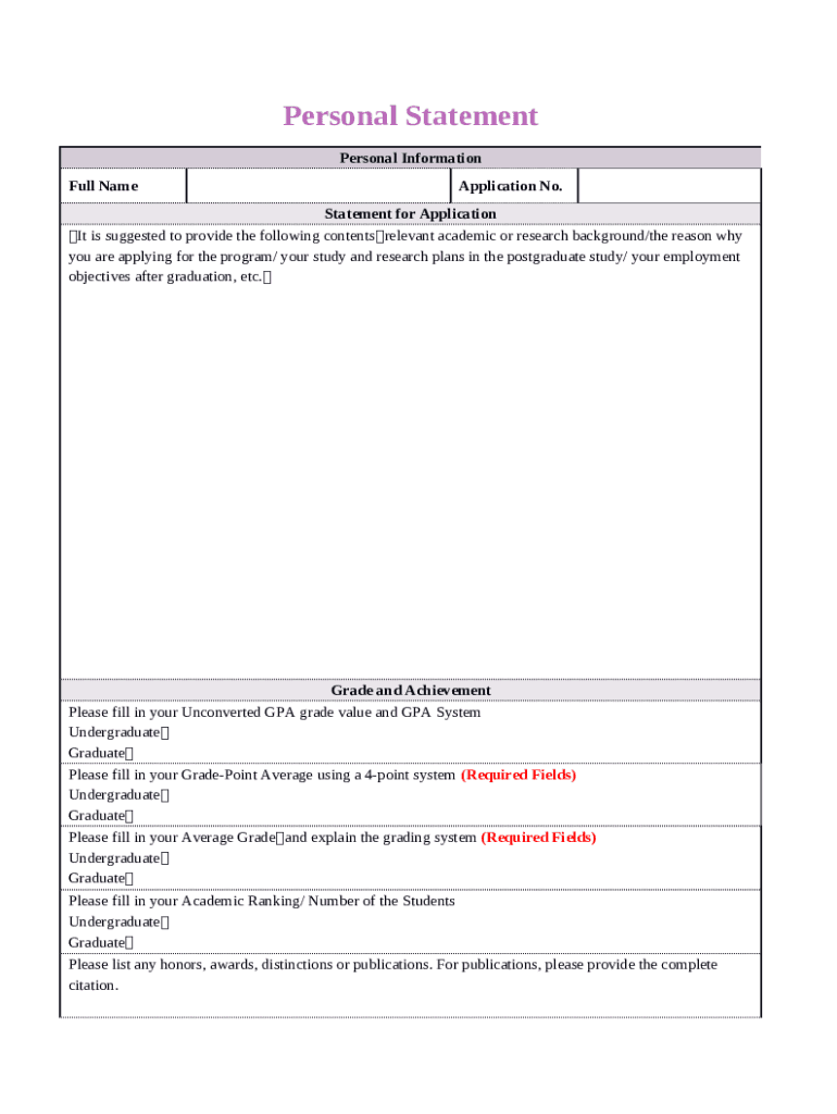 1.Personal Statement Template (English Doc Template | pdfFiller