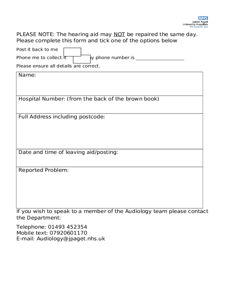 Postal Drop Off Repair Doc Template | pdfFiller