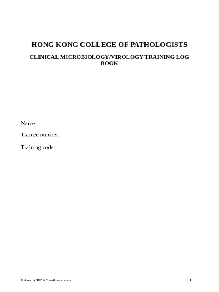 clinical microbiology/virology training log book Doc Template | pdfFiller