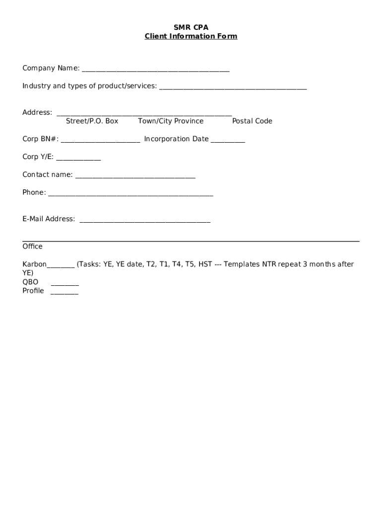 SMR CPA New client Ination Doc Template | pdfFiller