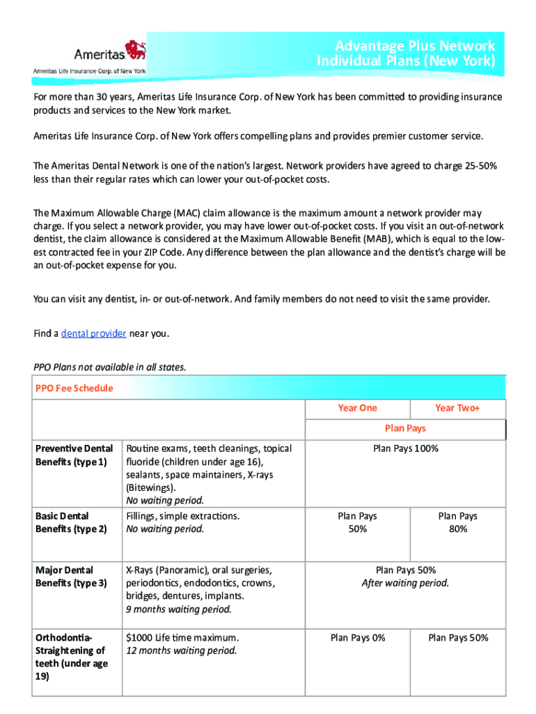 Fillable Online Advantage Plus Network Individual Plans (New York) Fax ...