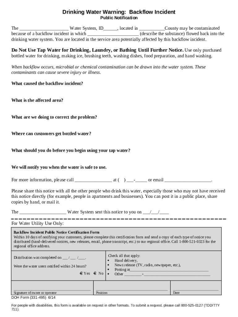 Drinking Water Warning PN. Public Notification for water systems to use ...