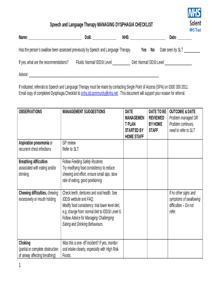 Assessment of eating, drinking and swallowing difficulties Doc Template ...