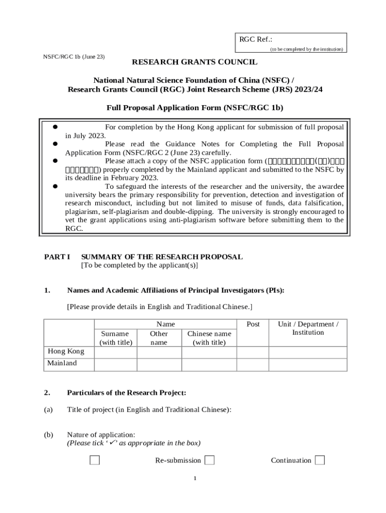 National Natural Science Foundation of China/RGC Joint ... Doc Template | pdfFiller