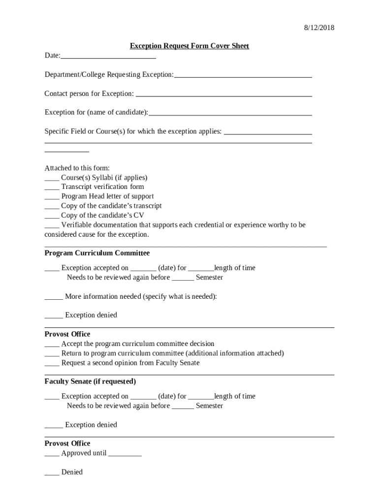 Exam Exception Doc Template | pdfFiller