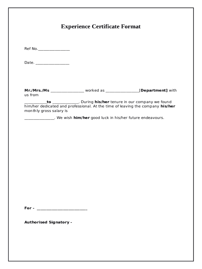 Work experience certificate in word at Doc Template | pdfFiller