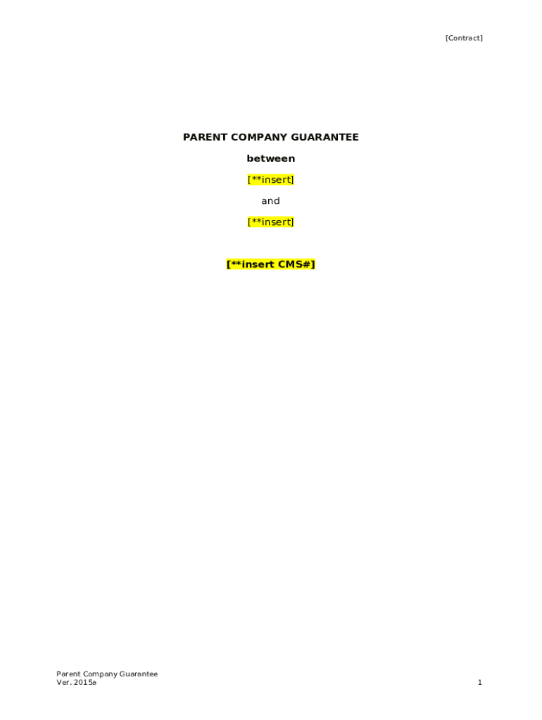 Parent Guarantee Agreement Doc Template | pdfFiller