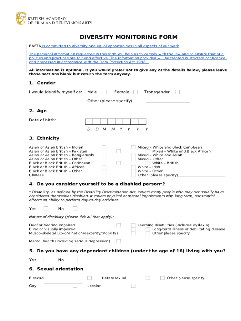 Monitoring diversity and inclusion Doc Template | pdfFiller