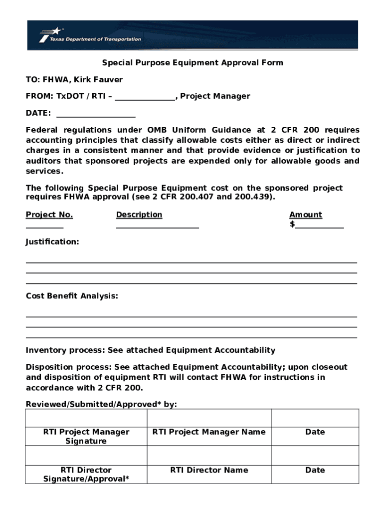 Special Purpose Equip Approval. RFP Submission and Contract ...