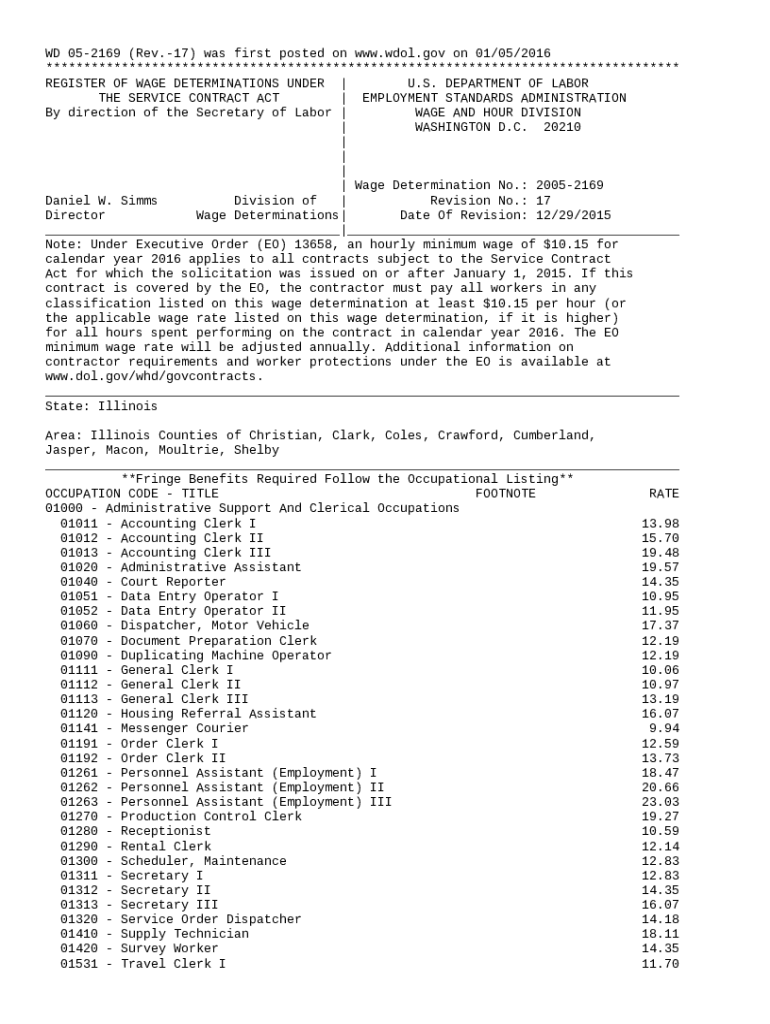 Wage Determinations Service Contract Act WD # 1981-1253 Doc Template | pdfFiller