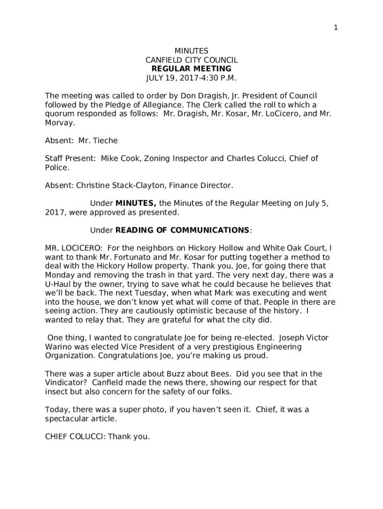 President of Council followed by the Pledge of Allegiance Doc Template ...