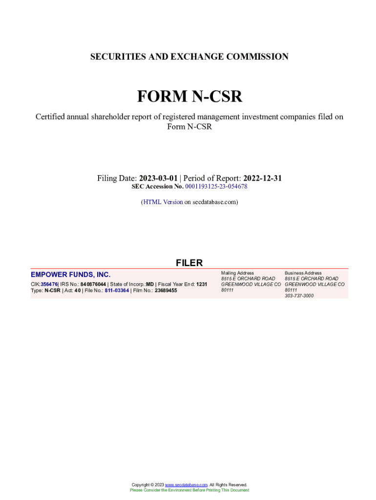 Fillable Online EMPOWER FUNDS, INC. Form N-CSR Filed 2023-03-01 ...