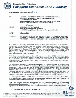Fillable Online PEZA, BOC sign data sharing agreement, support for EZTS ...