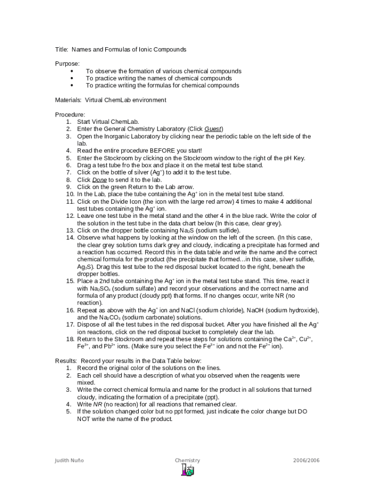 How to Write Chemical Compound Names in Journal ... Doc Template ...