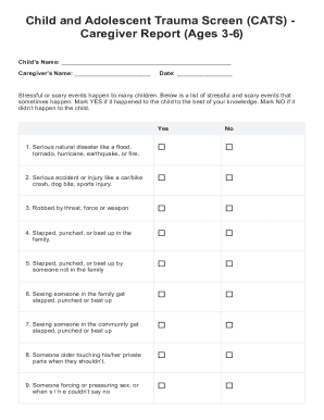 Fillable Online Child and Adolescent Trauma Screen Ages 3-6 Years PDF. Discover the Child and ...