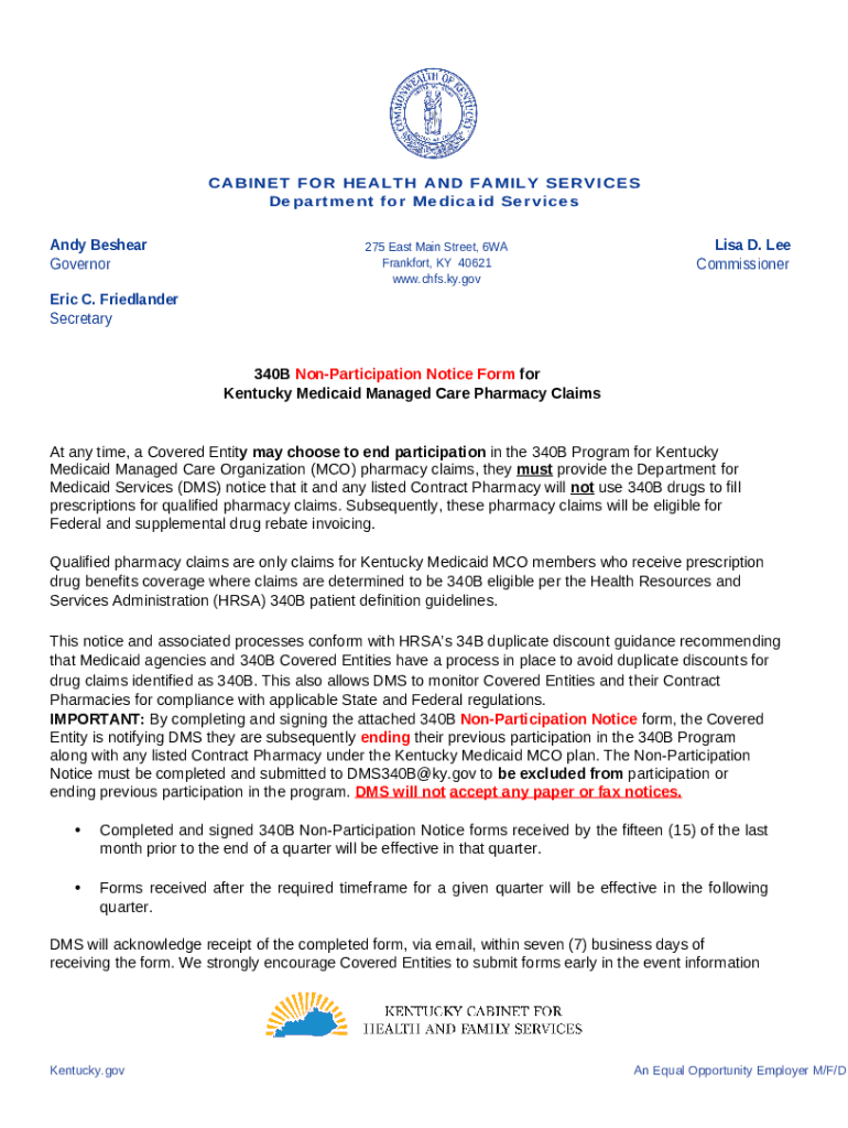 Notice of 340B Program Participation Doc Template | pdfFiller
