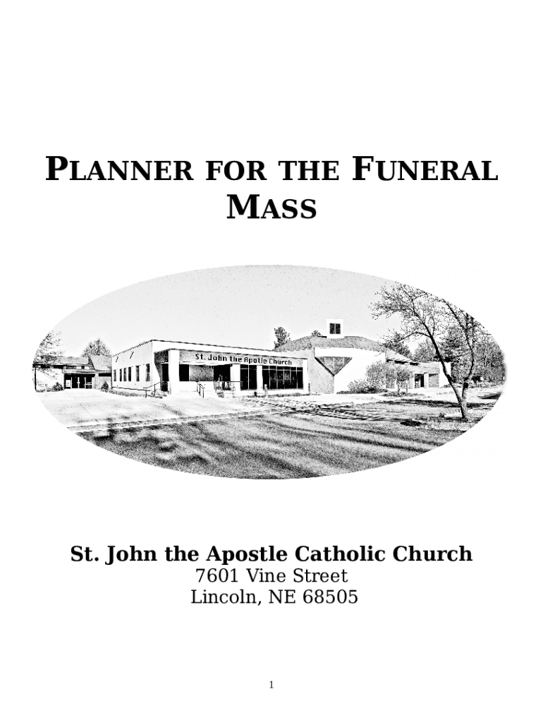 Planner for the Funeral Mass Doc Template | pdfFiller