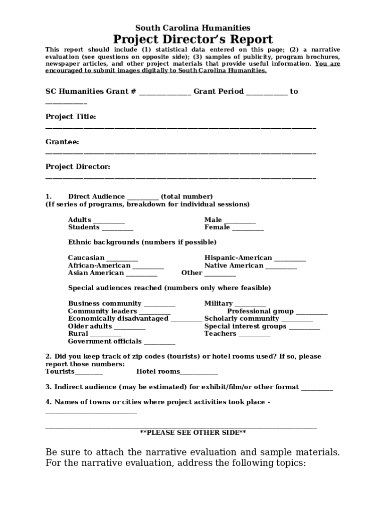 Project Director's Report Doc Template | pdfFiller