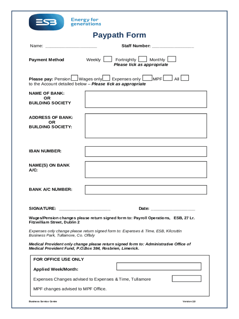 MPF Change of Bank Details Doc Template | pdfFiller
