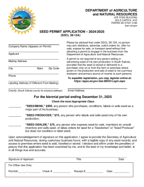 Fillable Online seed permit application2024/2025 Fax Email Print ...