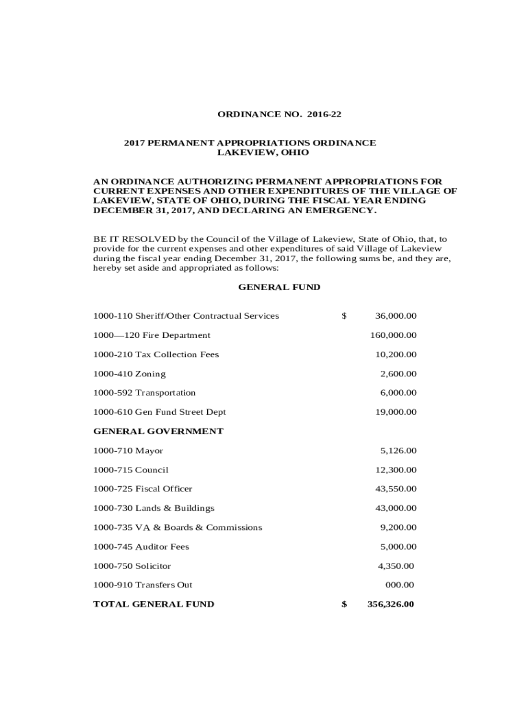 Village of Lakeview - Code of Ordinances Doc Template | pdfFiller