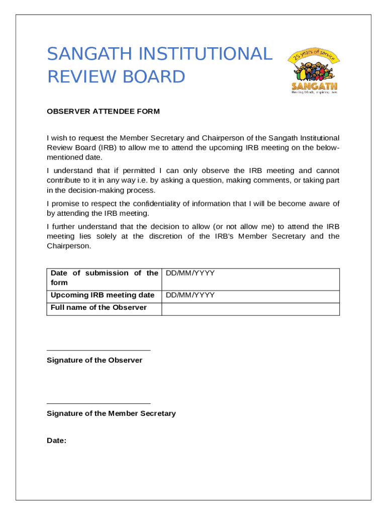 Observer-Attendee Doc Template | pdfFiller