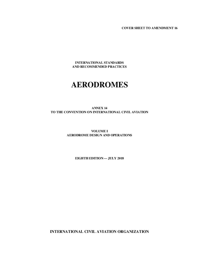 Fillable Online Annex 14. Vol 1. Edition 5. Aerodromes. Aerodrome ...