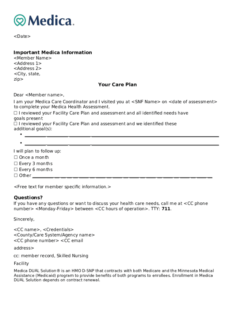 Working With Your Medica Care Coordinator Doc Template | pdfFiller