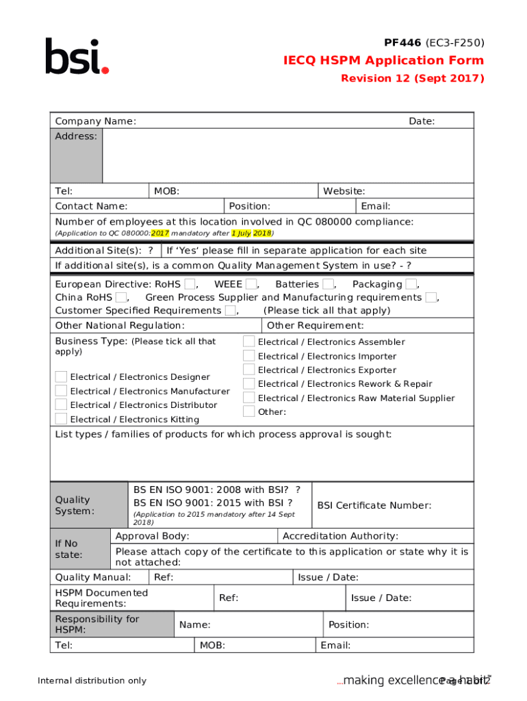 IECQ HSPM Application Doc Template | pdfFiller