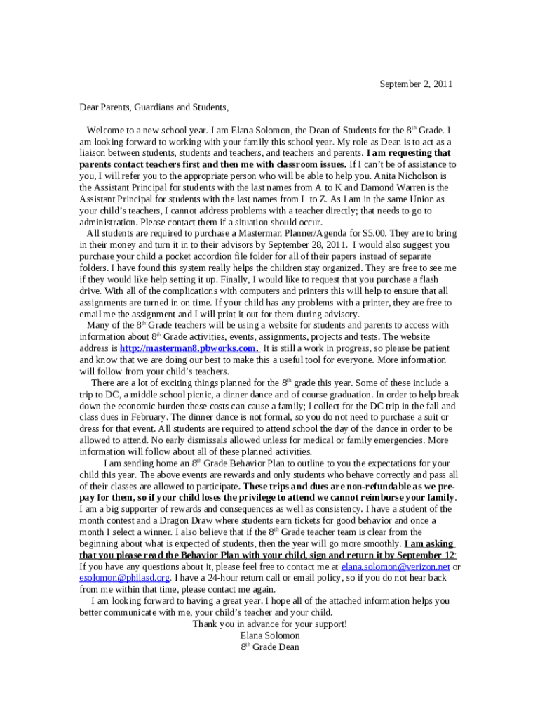 Intro of Year Dean Letter.docx Doc Template | pdfFiller