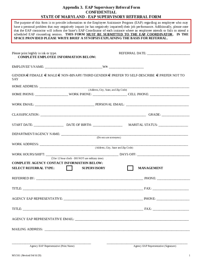 EAP Supervisory Referral - Maryland State Police - dbm maryland Doc ...