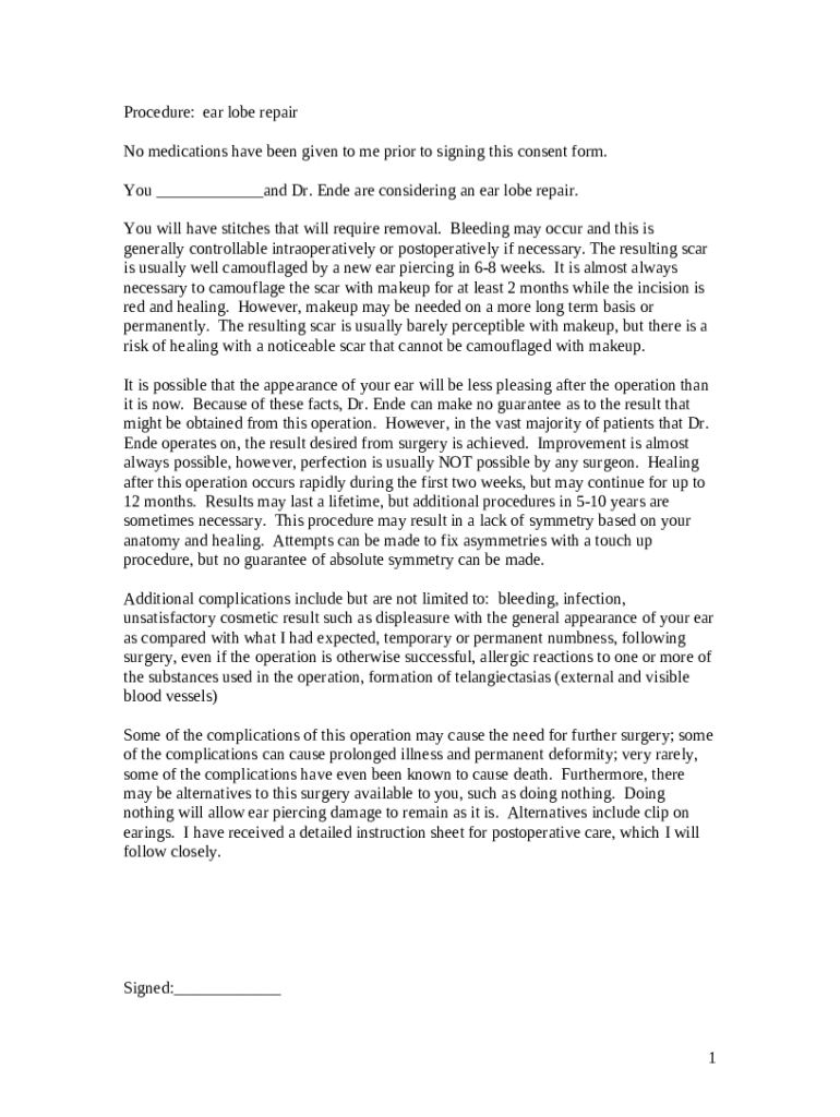 ined consent for ear lobe surgery please read this ... Doc Template ...