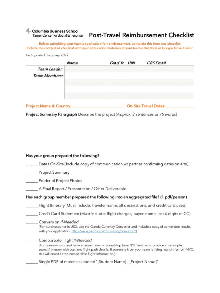 Fillable Online Post Travel Survey Form Template Fax Email Print ...