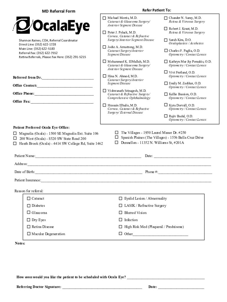 Fillable Online Eye Institute Patient Referral Form Fax Email Print ...