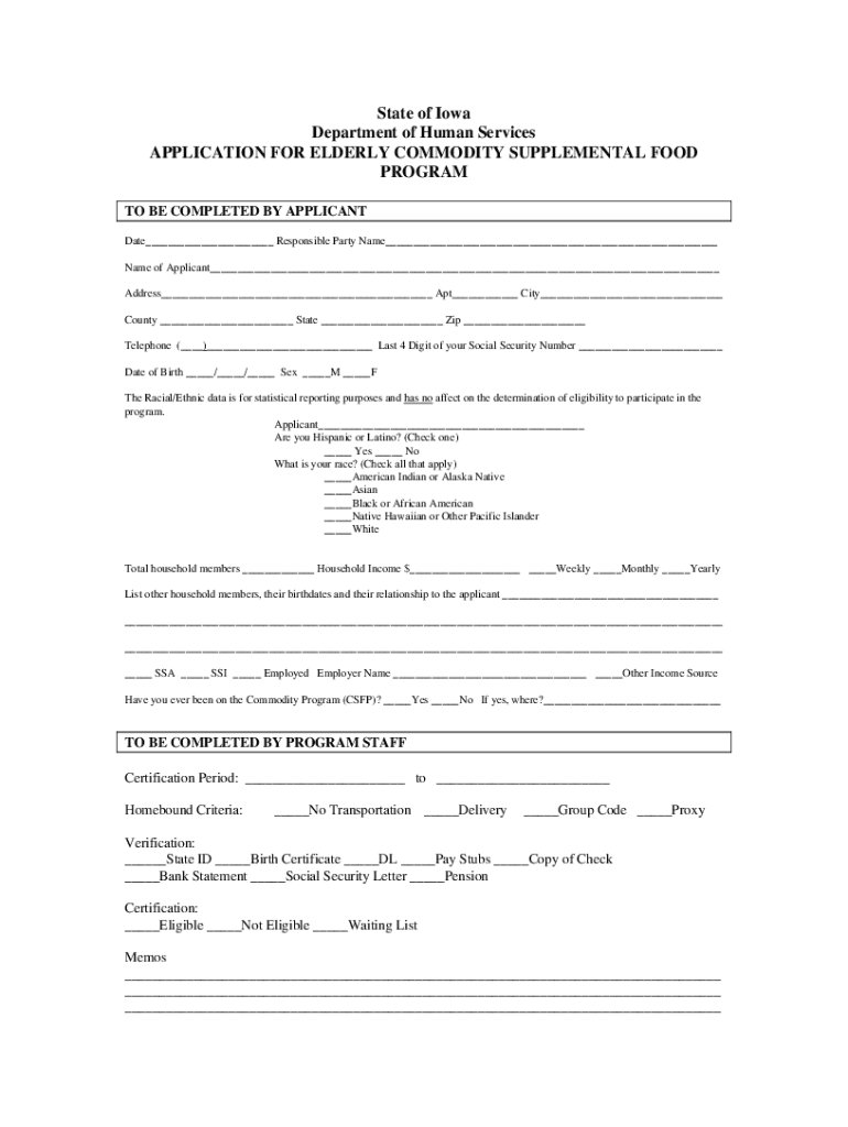 Fillable Online Commodity Supplemental Foods Program Fax Email Print ...