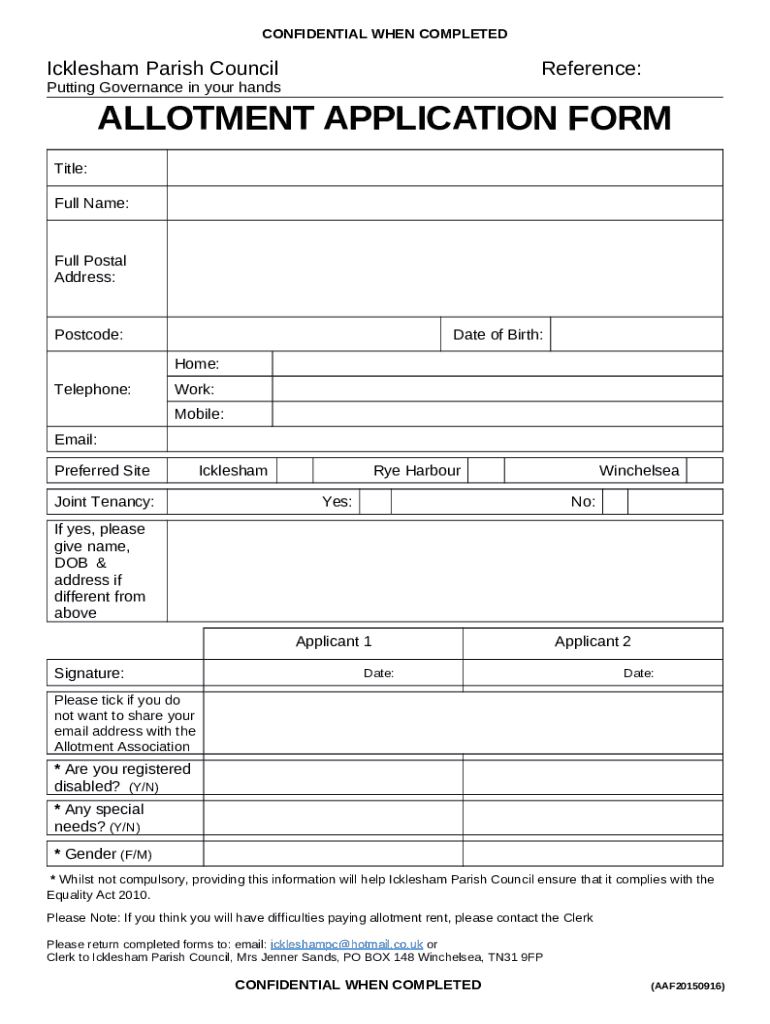 ALLOTMENT APPLICATION - NET Doc Template | pdfFiller