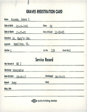 Fillable Online i graves registration cd Fax Email Print - pdfFiller