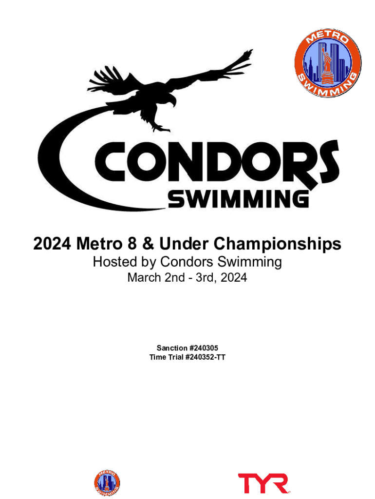 Fillable Online Metro 8 & Under Championships by Condors Swimming Fax ...
