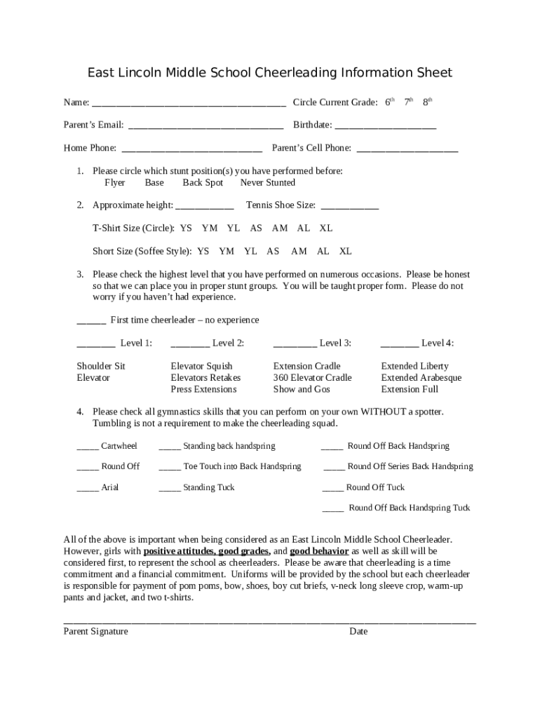 Physical Examination for Athletic, Danceline, Cheerleading ... Doc ...