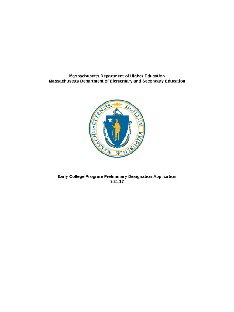 Early College Preliminary Designation Application Doc Template | pdfFiller