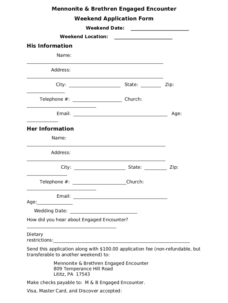 Mennonite and Brethren Marriage and Engaged Encounter Doc Template | pdfFiller