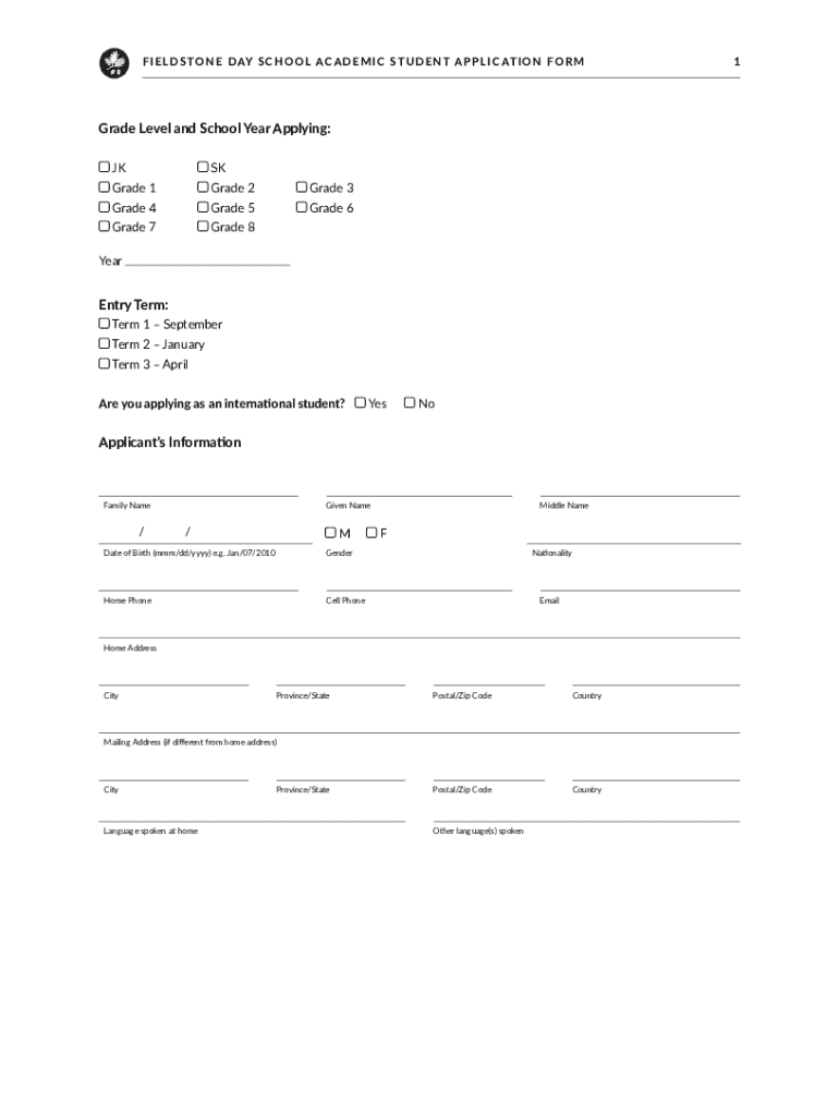 Fillable Online Fieldstone Middle School / Homepage Fax Email Print - pdfFiller