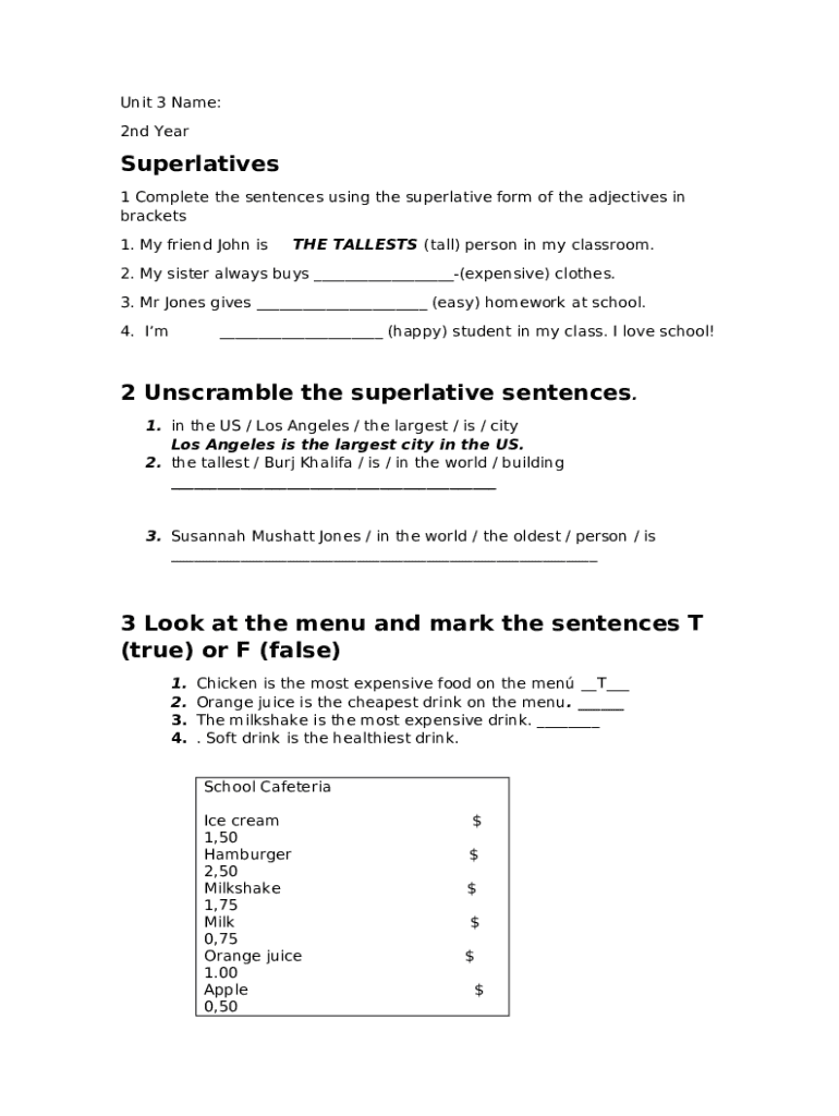 Superlative 1. Who is the tallest (tall) person in your ... Doc ...