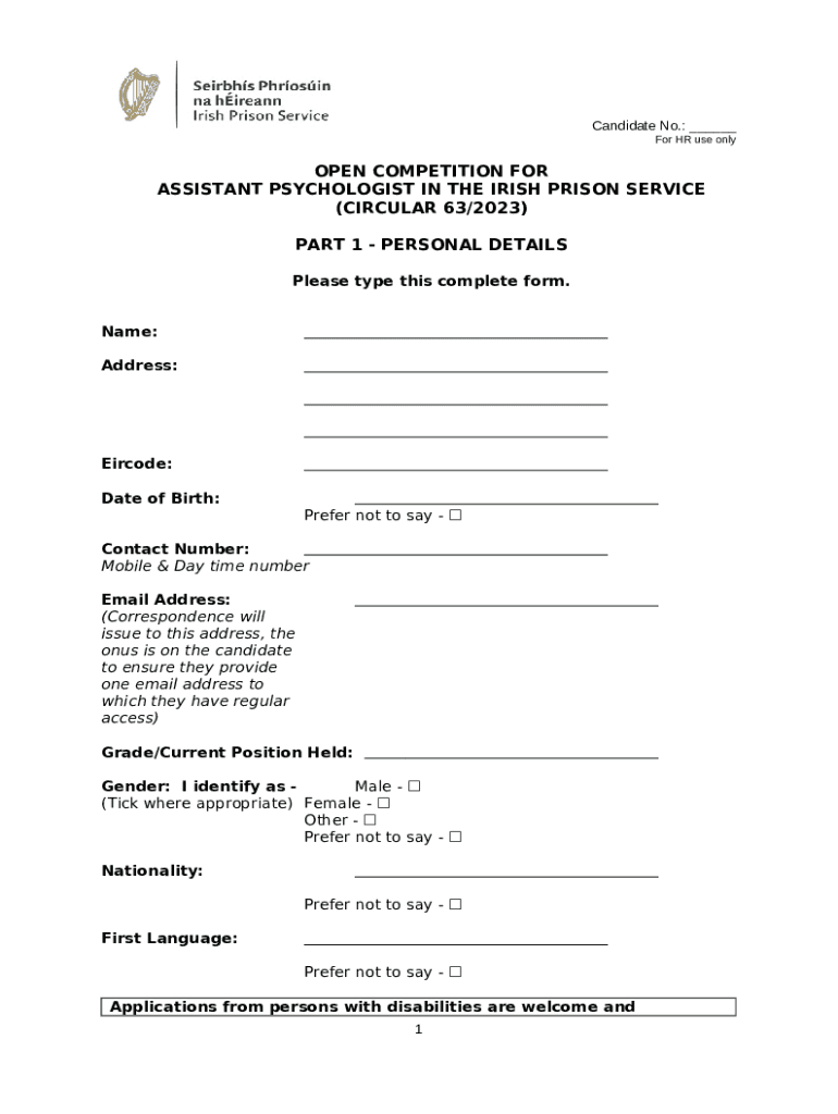 Assistant Psychologist Application , Circular ... Doc Template | pdfFiller