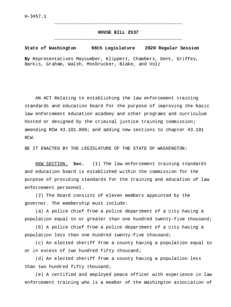 HB 2537 - Washington State Legislature Doc Template | pdfFiller
